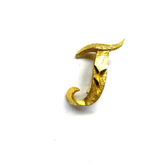 Unbranded | Jewelry | Letter J Pin Gold Tone Alphabet Textured Monogram ...
